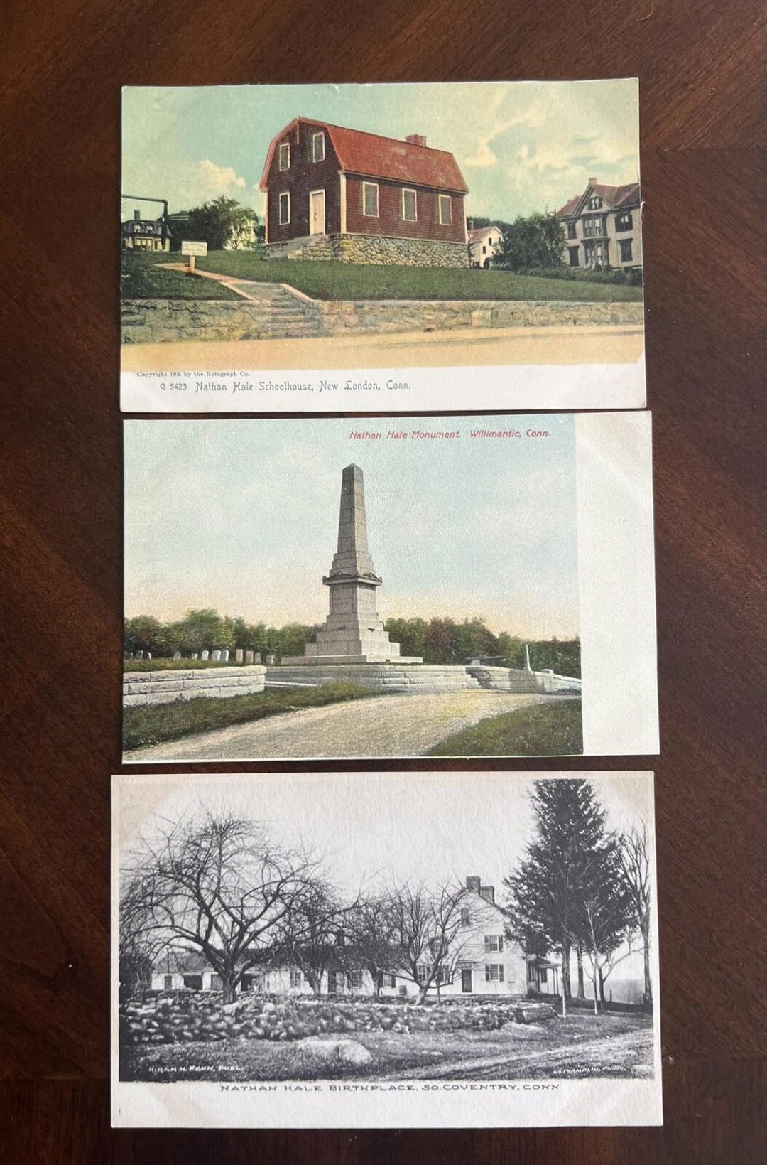 1905 Postcards Nathan Hale Birthplace Schoolhouse Monument RPPC ...