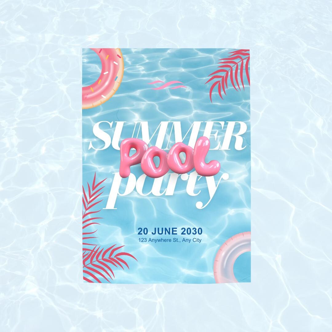 Editable Pool Party Invitation Template | Printable Summer Pool Party ...