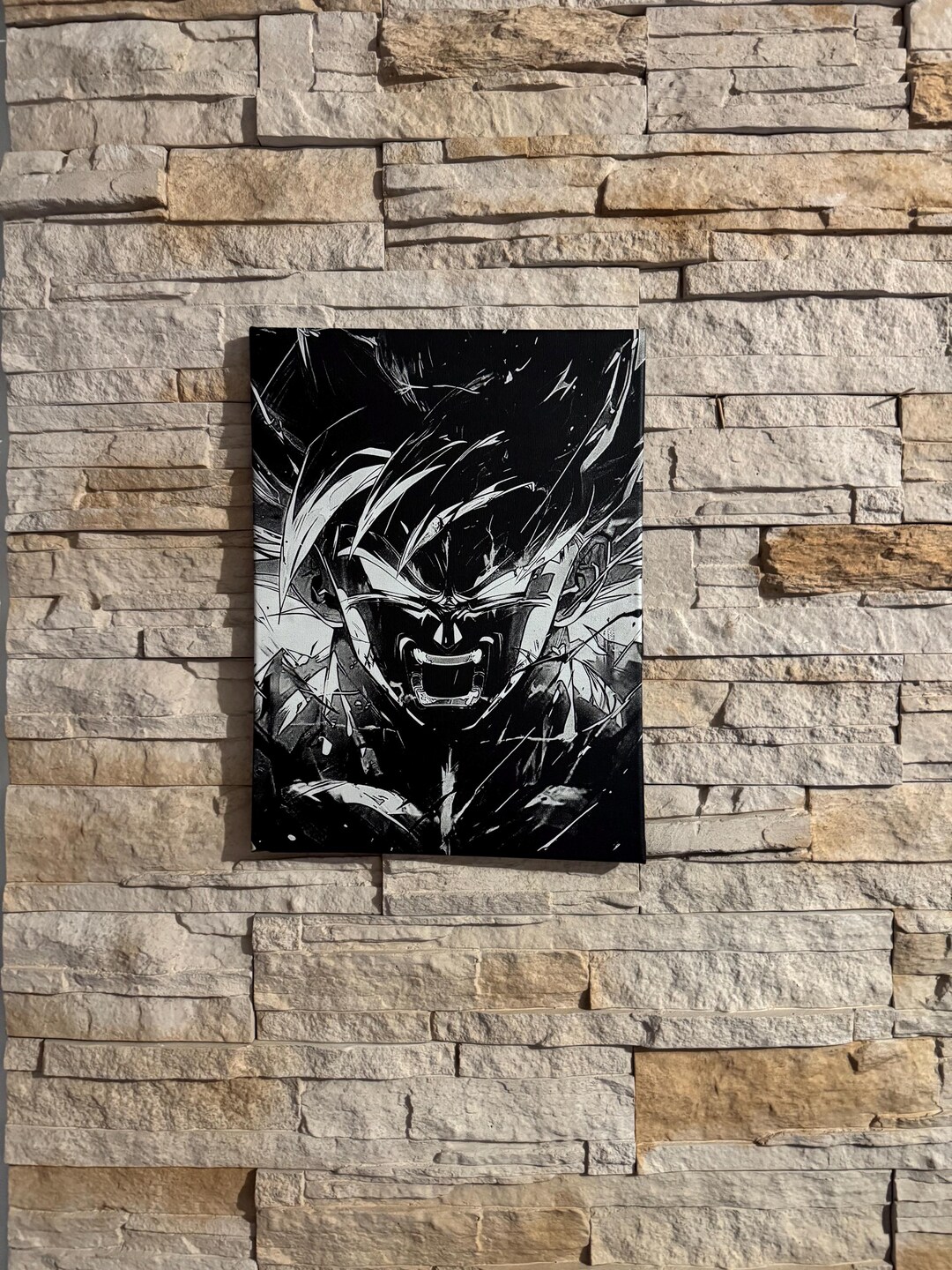 PNG File - Manga Warrior Extreme Power Scream - Black Painted Canvas ...