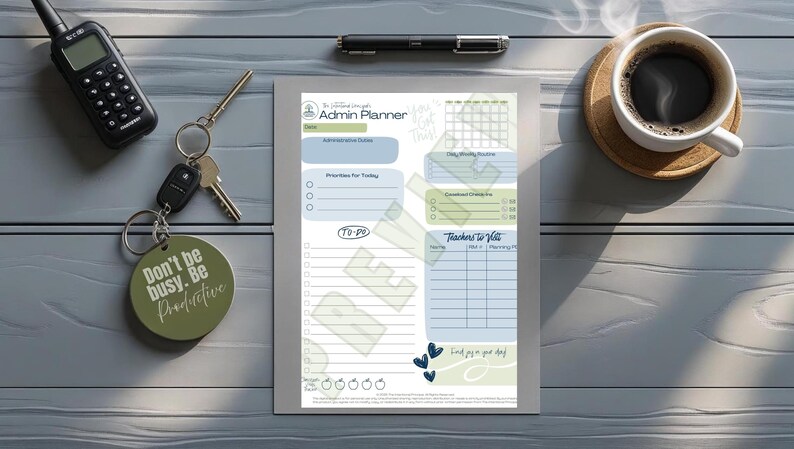 The Admin Planner Printable | One-page Daily Organizer for School ...