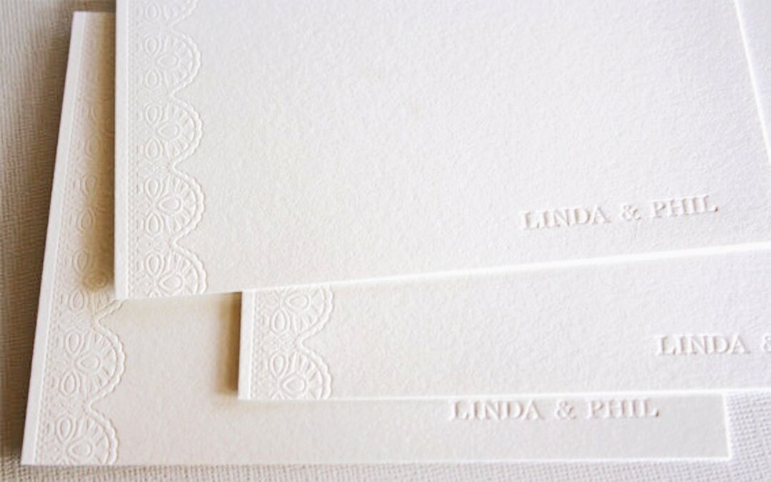 Personalized Wedding Thank You Lace Letterpress Cards - Etsy