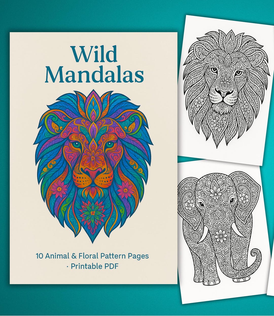 Wild Mandalas | 10 Animal & Floral Pattern Pages – Printable PDF - Etsy