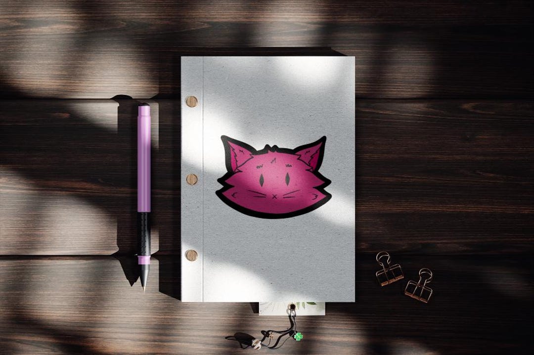 Cute Cat Sticker | Pink Kitty Sticker | Cool Kitty Sticker | Pink Cat ...