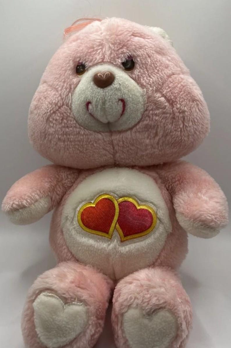 Vintage 1980s Care Bear Love-a-lot Bear - Kenner Plush Stuffed Animal ...