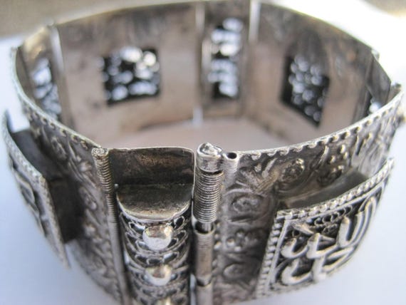 Vintage Egyptian Arabic Calligraphy Silver Panel Brac… - Gem