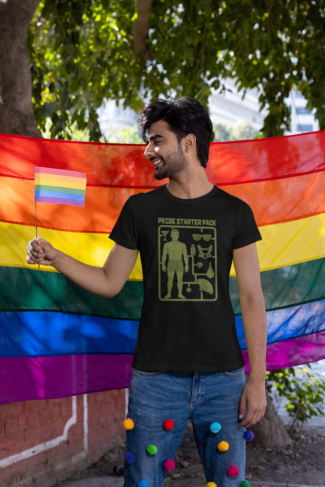 Gay Pride Pop Out Toy Tee - Rainbow Fan, Popper, Harness - LGBT Shirt ...
