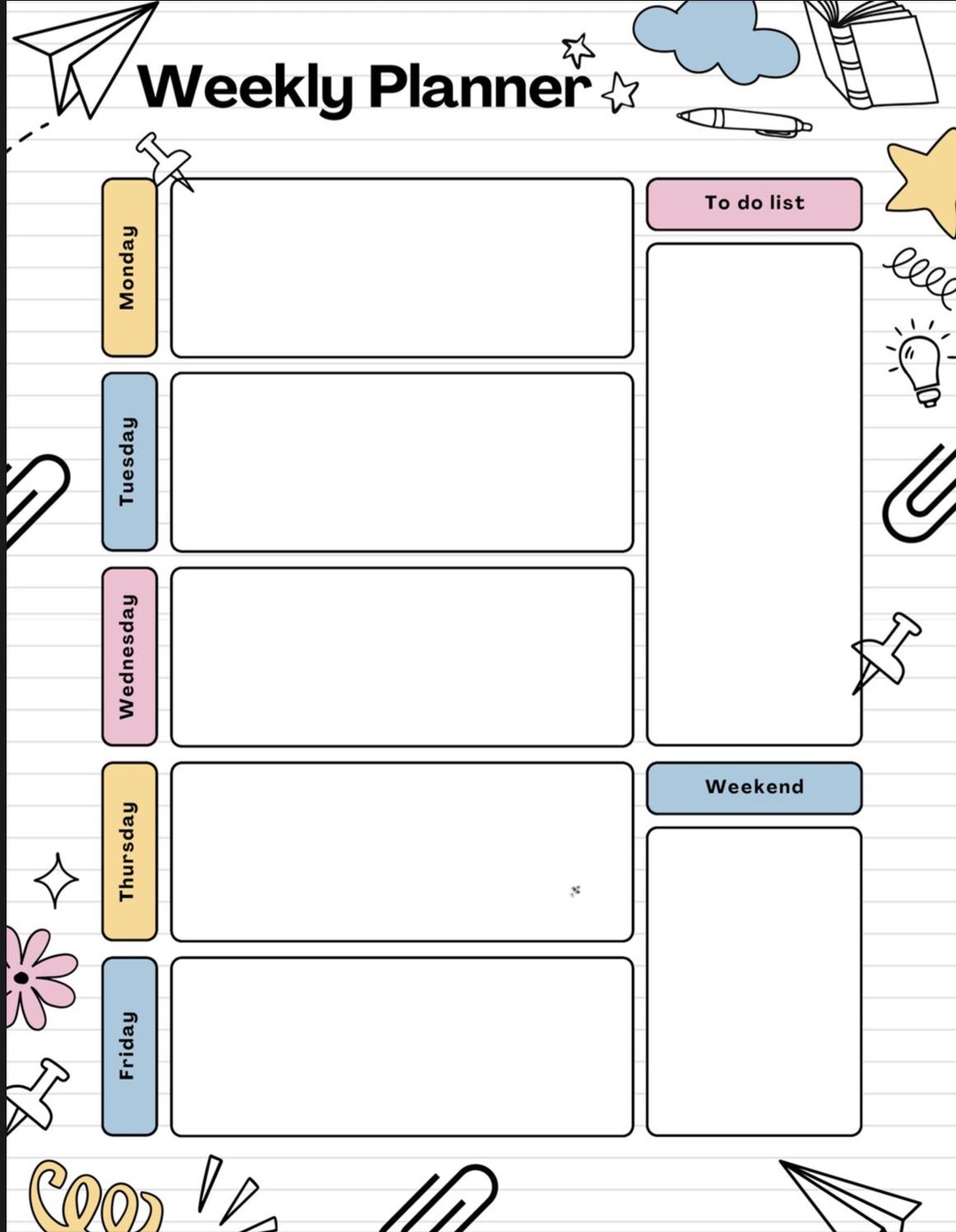 Cute School Items Themed Design Planner - Etsy