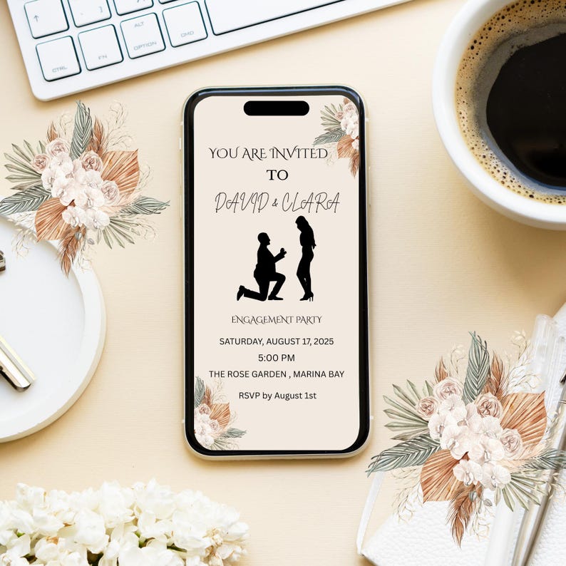 Engagement Party Invitation Template With Photo: Editable Evite ...