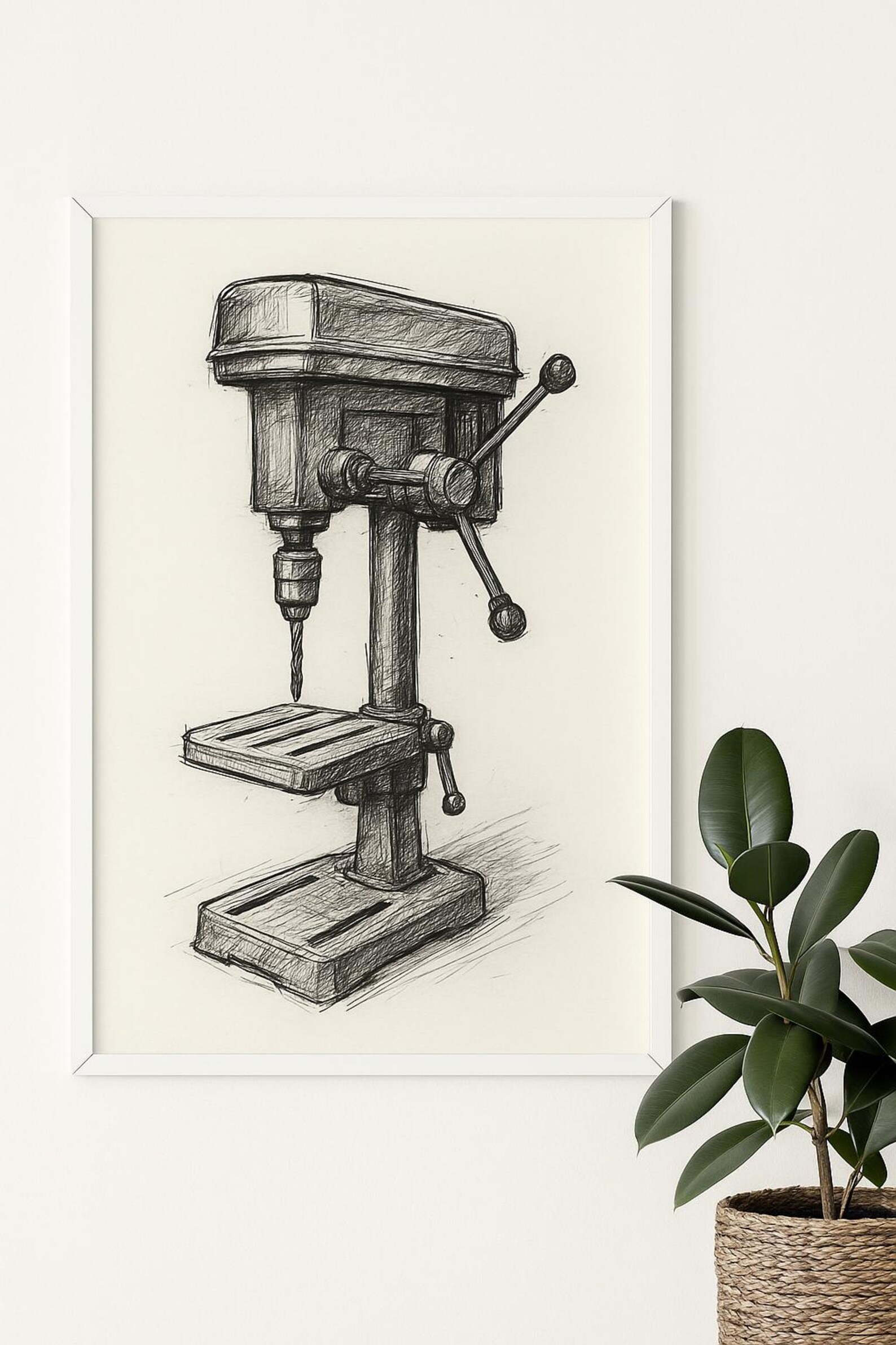 Drill Press Poster – Printable Workshop Wall Art – Hand-drawn Tool ...