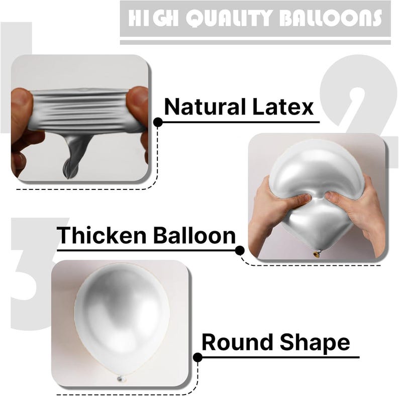 Metallic Silver Balloons, 85 Pcs Silver Metallic Balloons Different ...