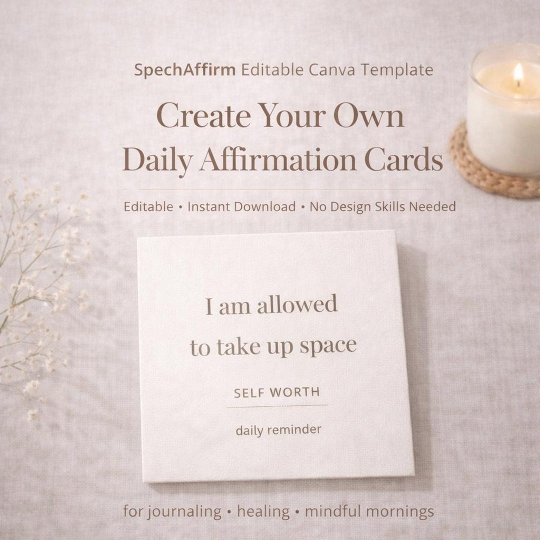Editable Affirmation Card Template | Canva Self-love Quotes (digital ...