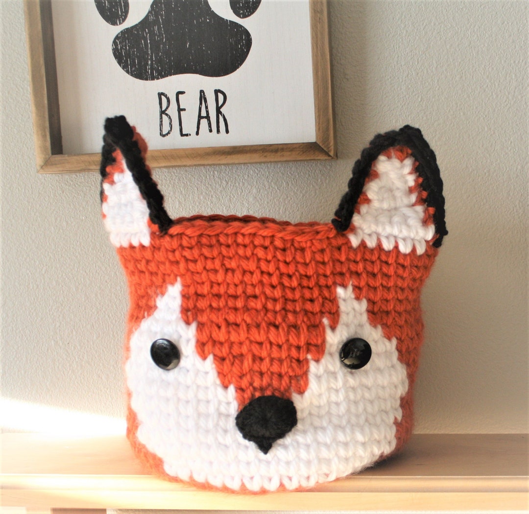 Fox Basket - Woodland Nursery Decor - Crochet Storage Bin - by Jojo's ...