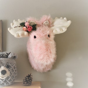 Pink Moose Head - Faux Moose Wall Mount - Rustic Moose Head Nursery ...