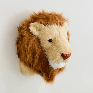 Lion Head Mount - Faux Taxidermy Safari Nursery Decor Wall Hanging - by ...