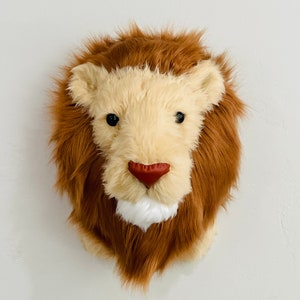 Lion Head Mount - Faux Taxidermy Safari Nursery Decor Wall Hanging - by ...