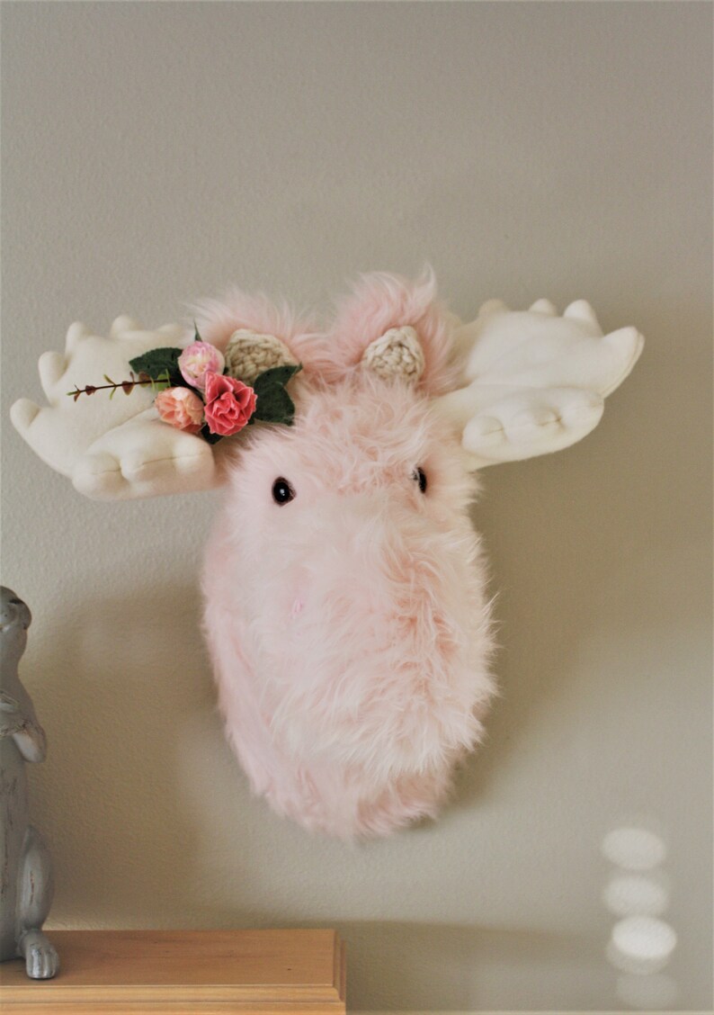 Pink Moose Head Faux Moose Wall Mount Rustic Moose Head - Etsy