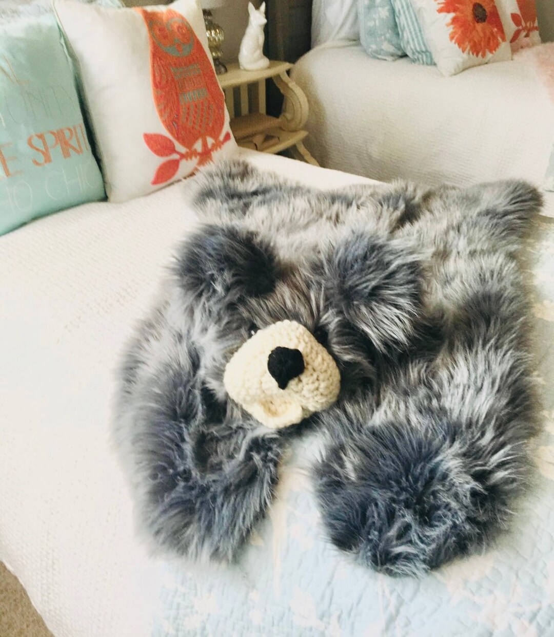 Faux Fur Bear Rug Nursery Decor Frosted Gray Bear Rug Bear Rug Gift by ...