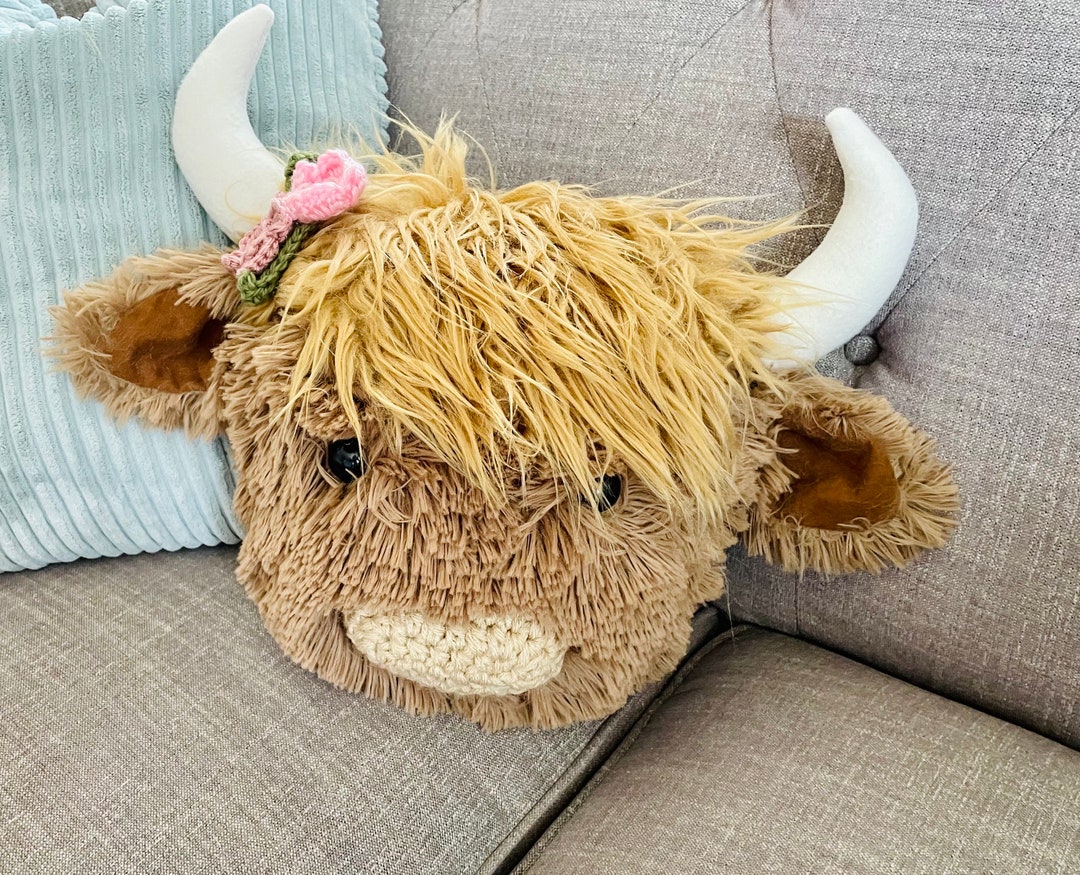 Highland Cow Pillow, Decorative Nursery Decor, Farmhouse Cow Pillow by ...