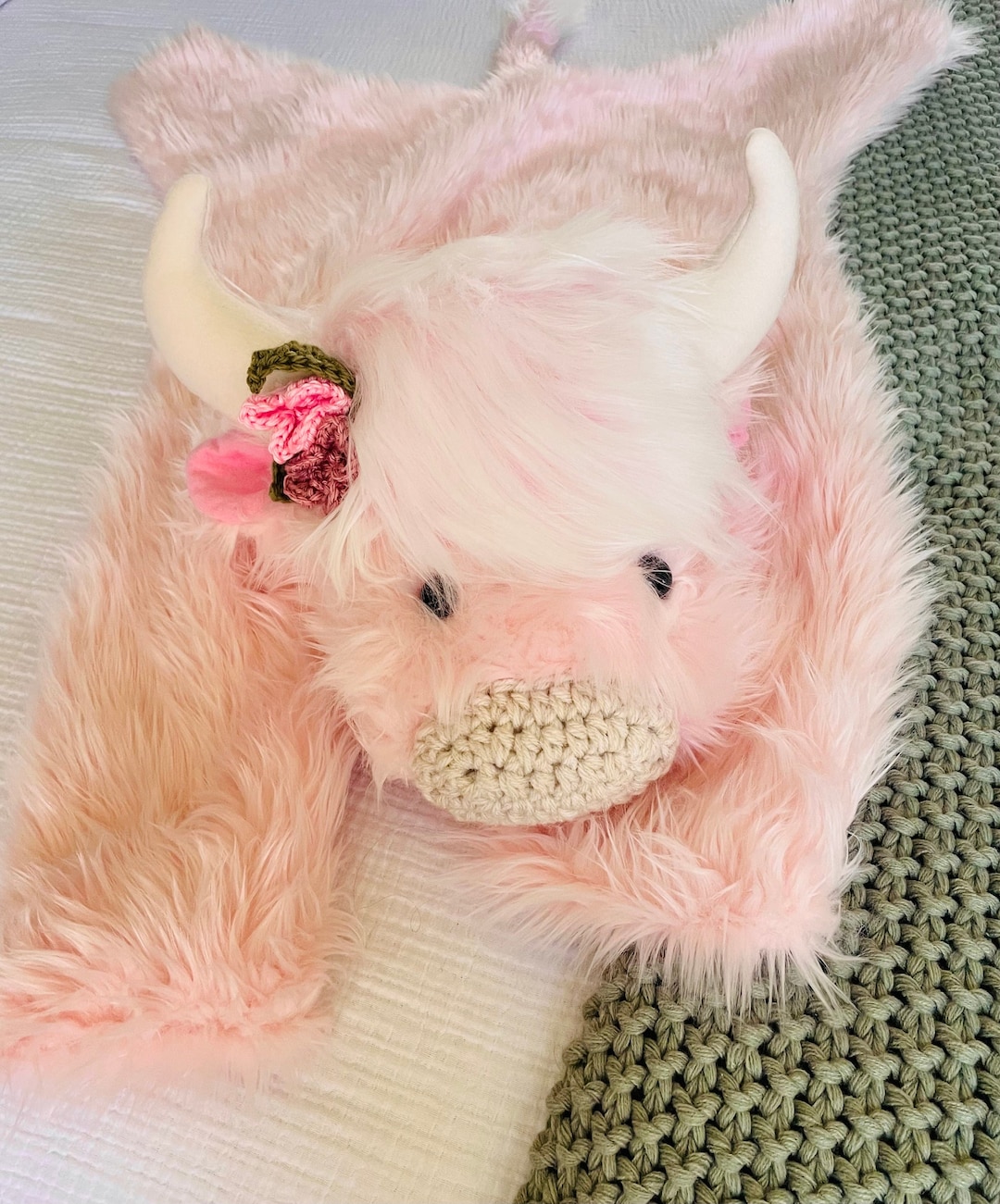 Highland Cow Pink Rug - Girl Nursery Decor - by Jojo Boo - Etsy