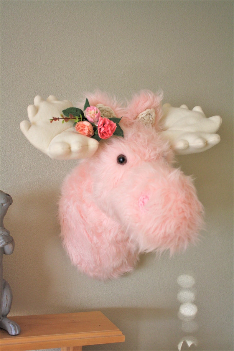 Pink Moose Head Faux Moose Wall Mount Rustic Moose Head - Etsy