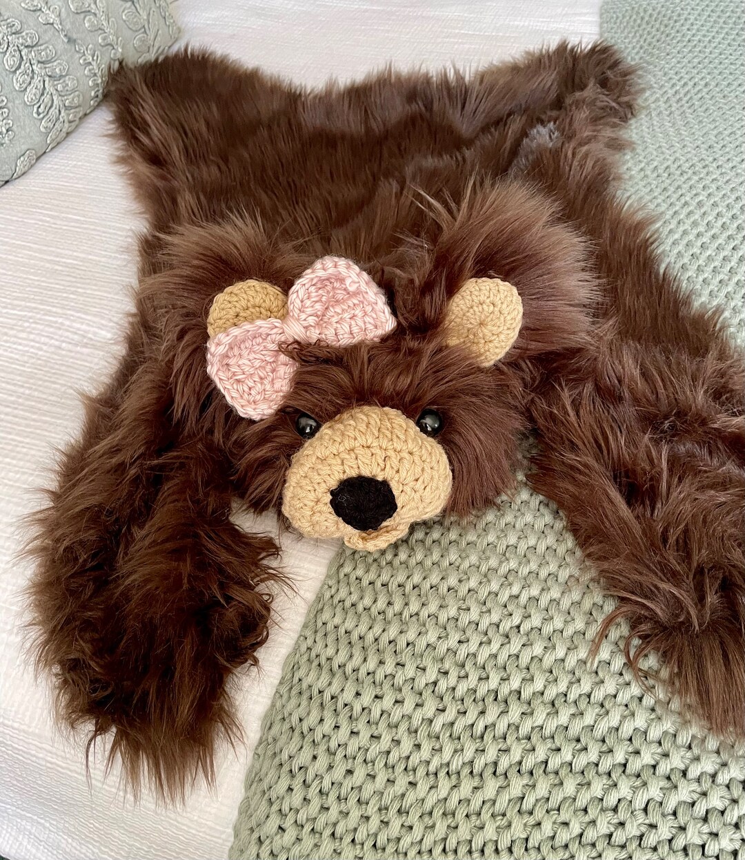 Bear Rug - Small Grizzly Brown Rug - Fuax Taxidermy Rug - Grizzly Bear ...