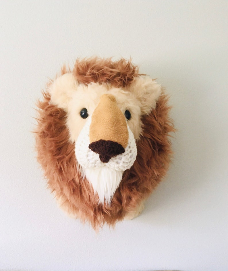 Faux Taxidermy Lion Head Mount Safari Nursery Wall Decor | Etsy