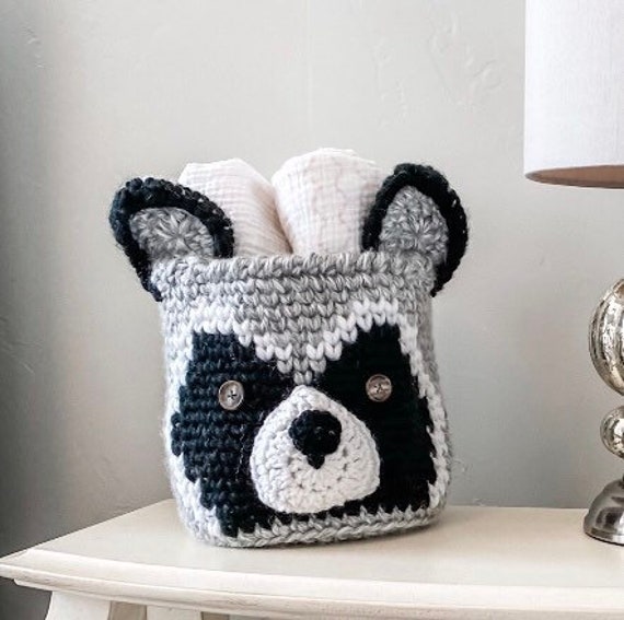 Raccoon Basket Woodland Nursery Storage Bin by Jojo's | Etsy