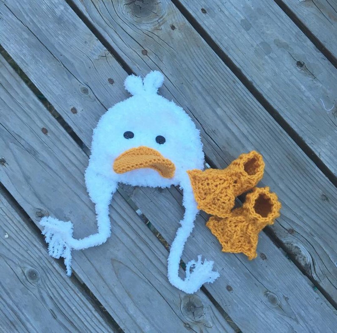 White Duck Hat and Booties Set Baby Hat Baby Duck Hat - Etsy