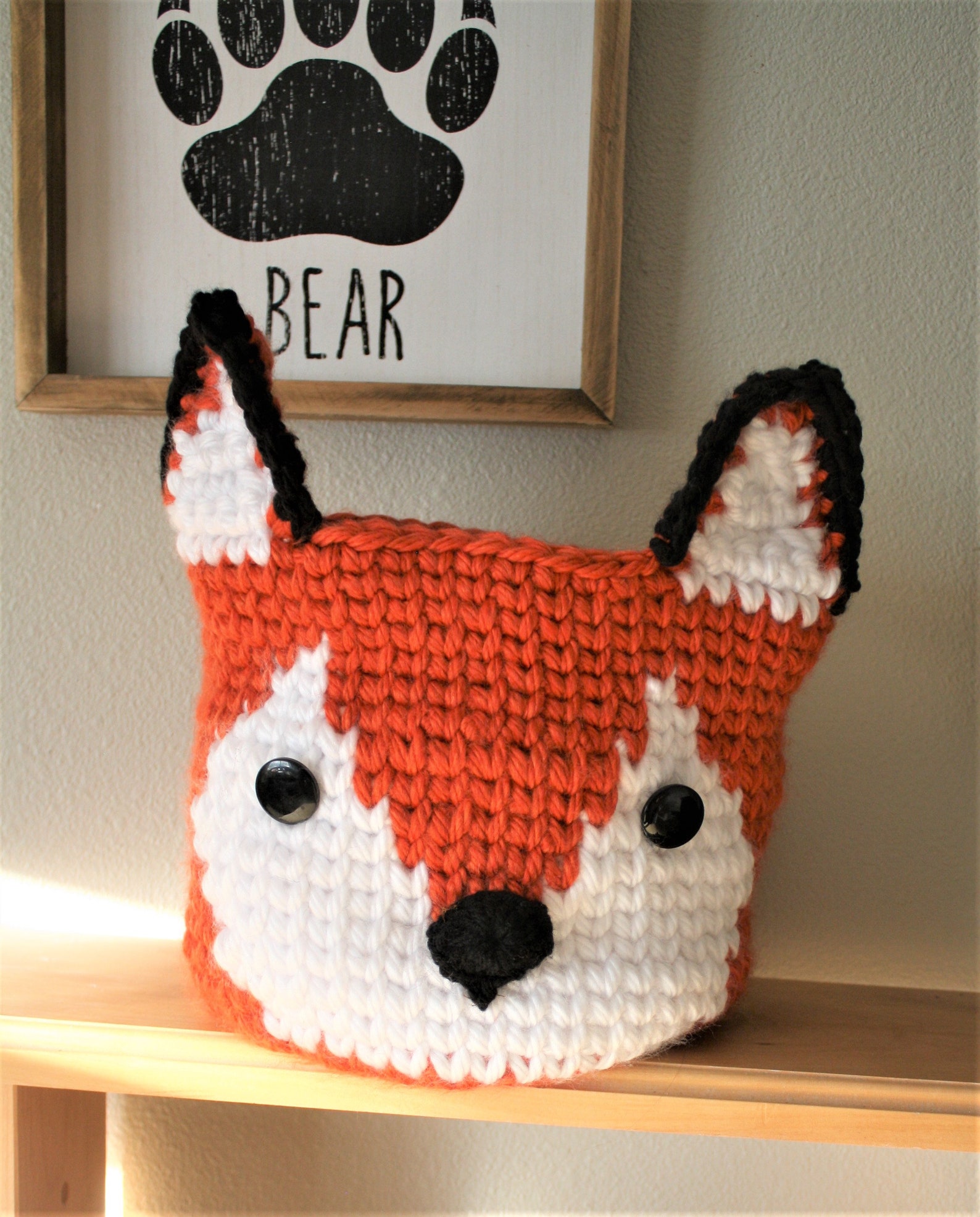 Fox Basket - Woodland Nursery Decor - Crochet Storage Bin - by Jojo's ...