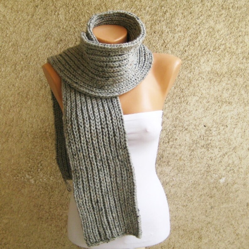 Tweed Black Scarf Men Long / Thick Wool Acrylic Accessories / Double ...