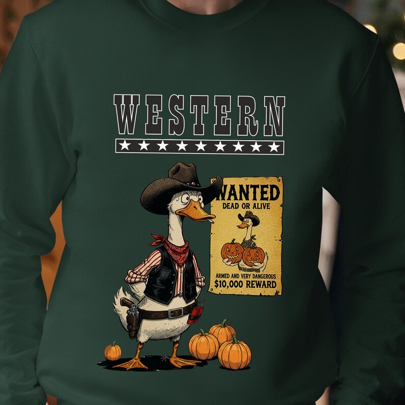 Gangster Goose Sweatshirt, Western Style, Funny Pumpkin Season Design ...