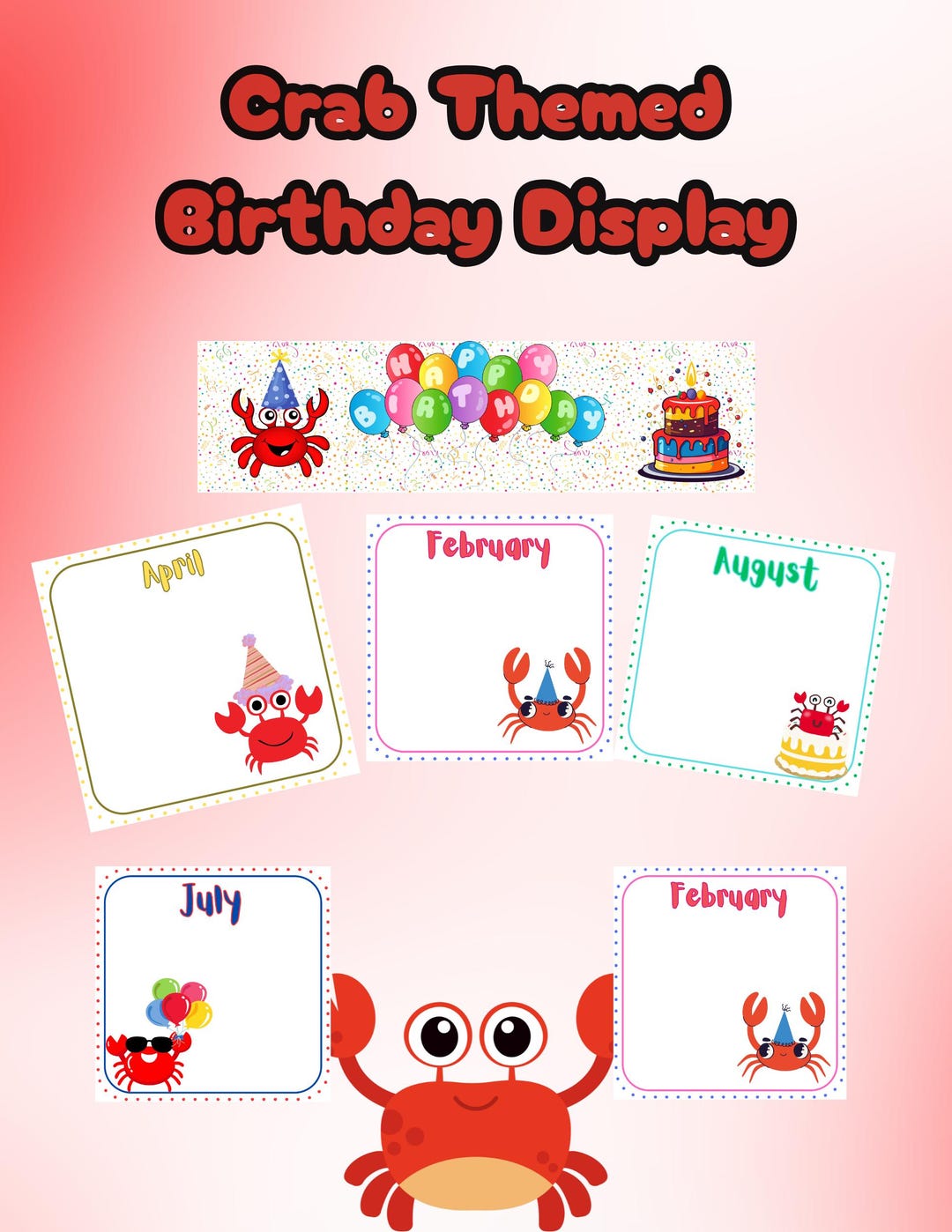 Crab Birthday Classroom Display: Under the Sea Decor - Etsy