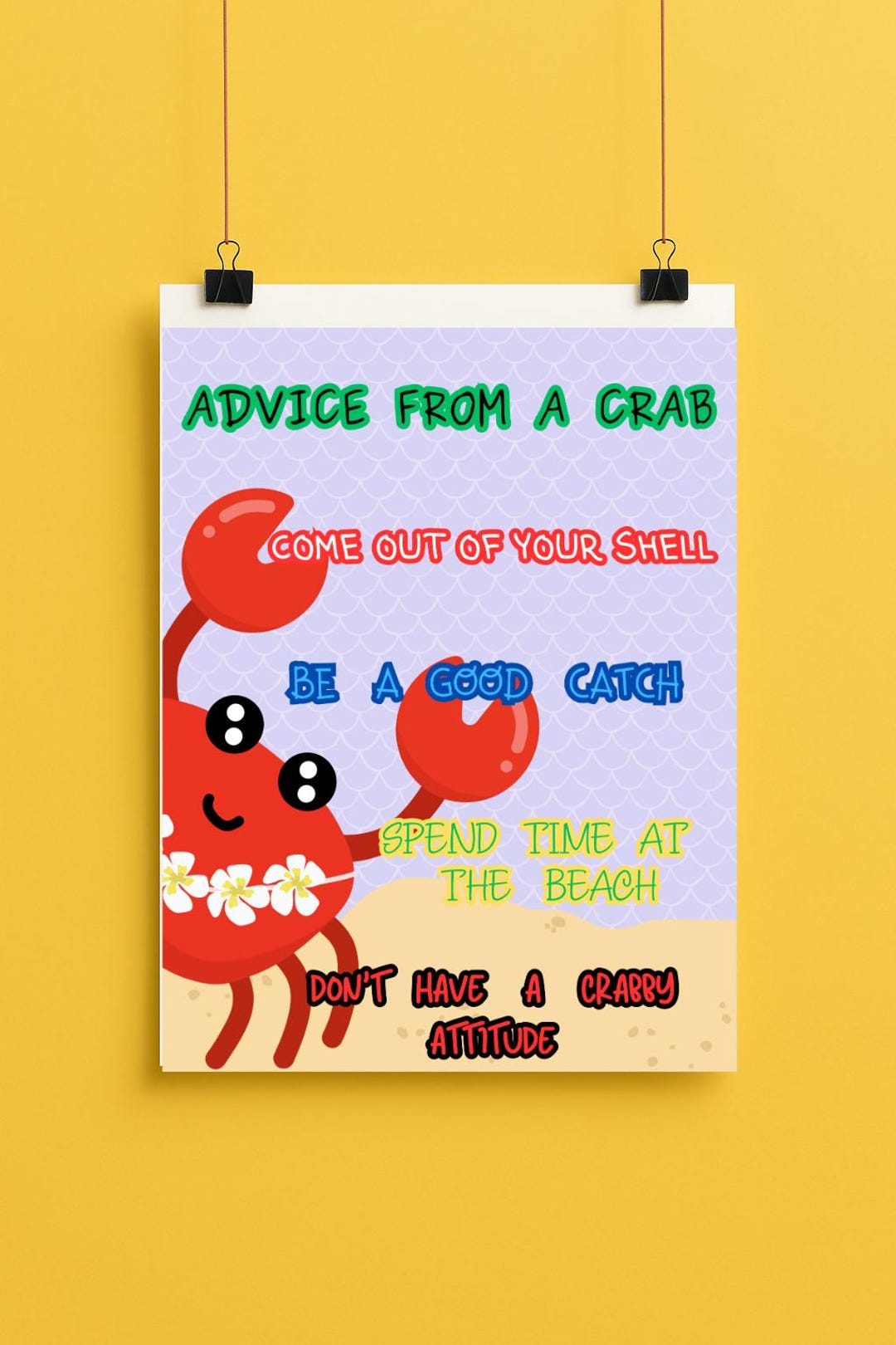 Crab Digital Wall Art, Crab Classroom Decor, Crab Lover, Crab Decor ...