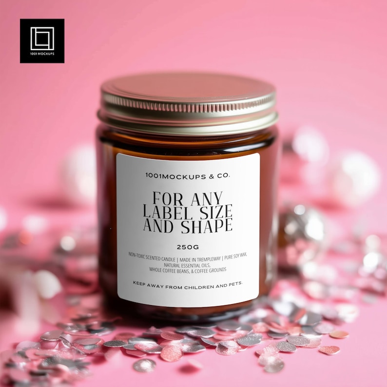 Editable Amber Glass Candle Mockup | Closed Metal Lid Jar | Party ...