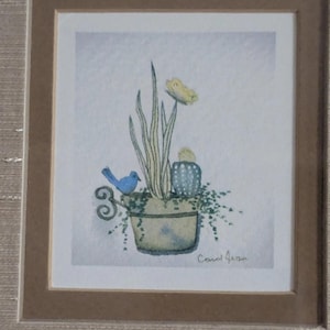 Signed Carol Jean Painting: Bird & Butterfly Still Life, Framed Art - Etsy