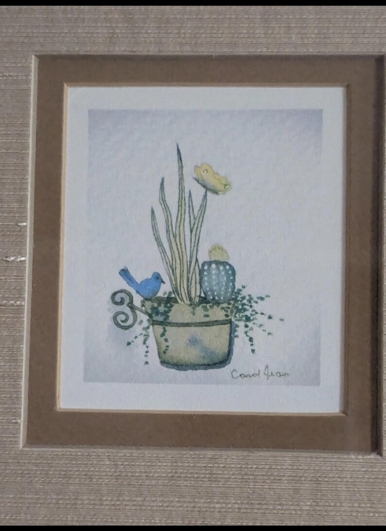 Signed Carol Jean Painting: Bird & Butterfly Still Life, Framed Art - Etsy