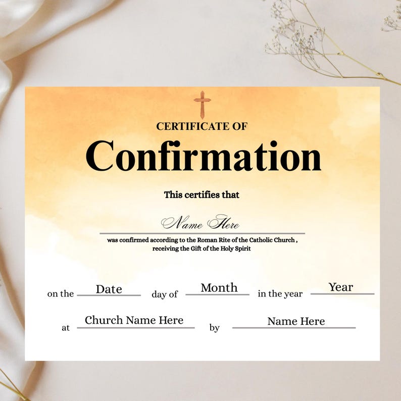 Editable Certificate of Confirmation, Religious Catholic Confirmation ...