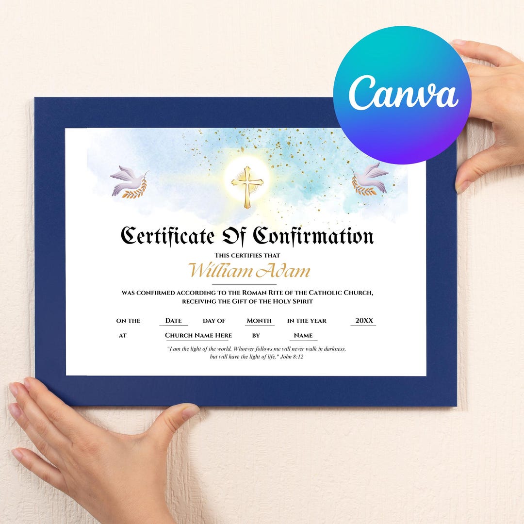 Editable Certificate of Confirmation, Religious Gold Certificate ...