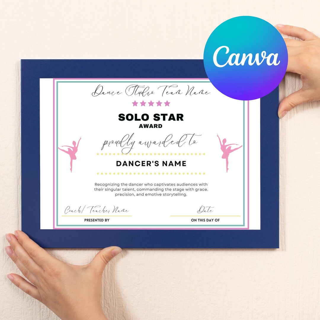Editable Ballet Awards Certificate Template, Ballet Dancer Award ...