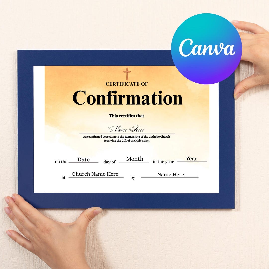 Editable Certificate of Confirmation, Religious Catholic Confirmation ...