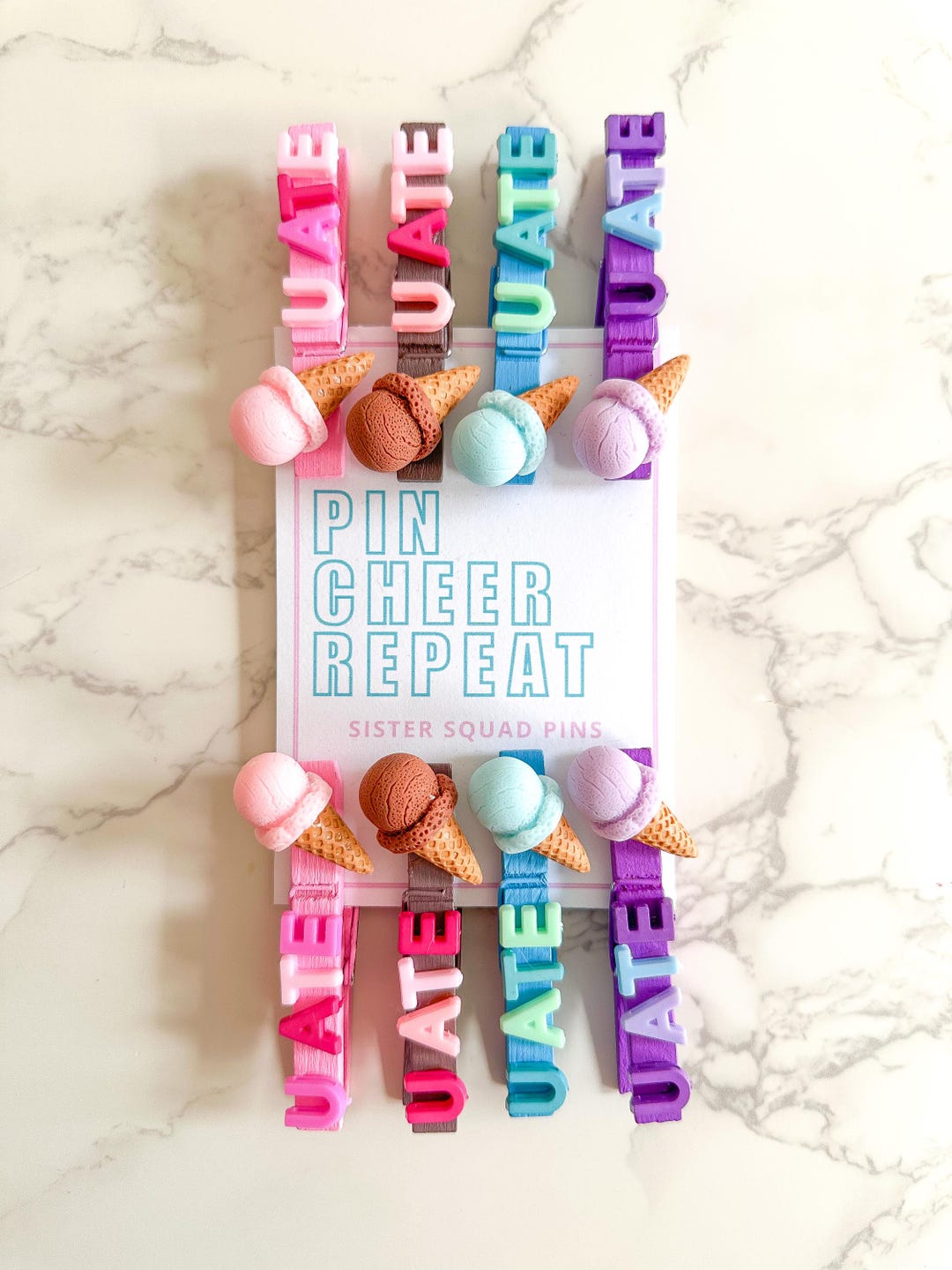U ATE (ice Cream) | 8 Cheer Pins, Cheer Spirit Pins, Cheer Gift ...
