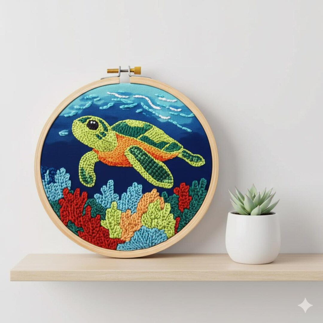 Punch Needle Kit – Sea Turtle & Coral Reef, 20 Cm Hoop - Etsy