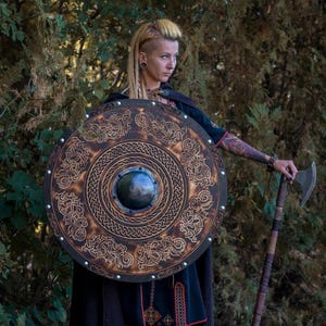 Wood Engraved Viking Shield, Medieval Cosplay, Wall Decor. - Etsy