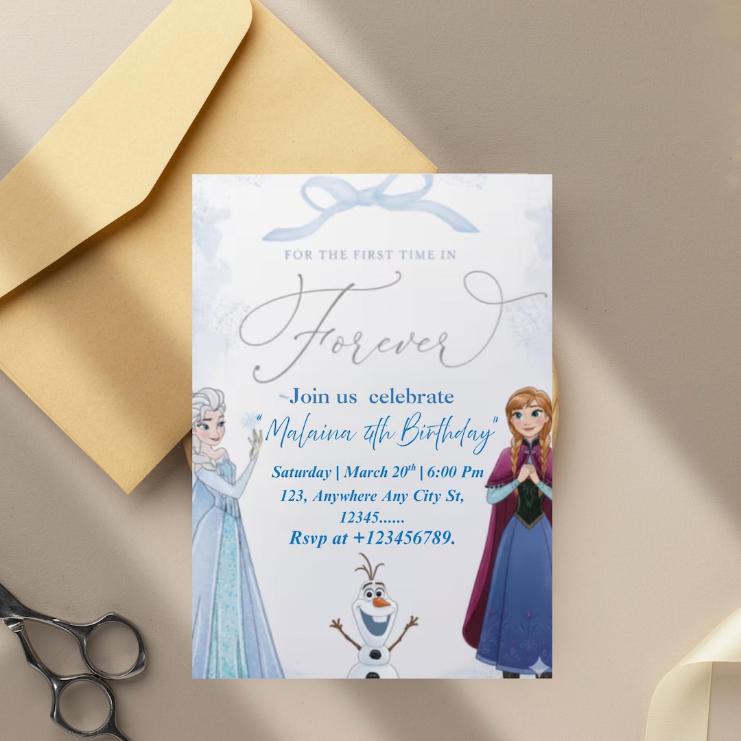 Frozen Theme Birthday Invitation, Girls Birthday Third Invite, Frozen ...