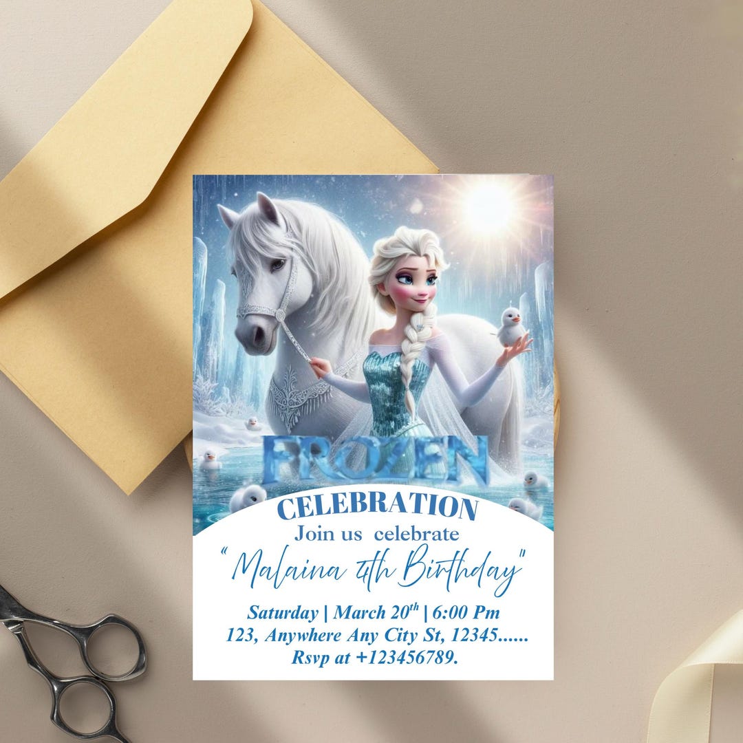 Frozen Theme Birthday Invitation, Girls Birthday Third Invite, Frozen ...