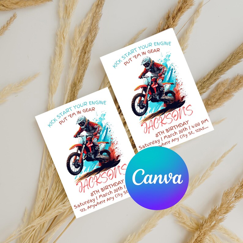 Editable Dirt Bike Birthday Invitation Template, Motorbike Invitation ...
