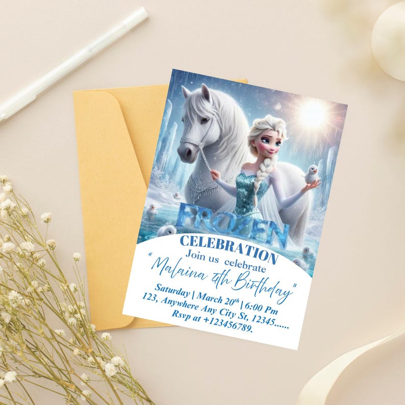 Frozen Theme Birthday Invitation, Girls Birthday Third Invite, Frozen ...