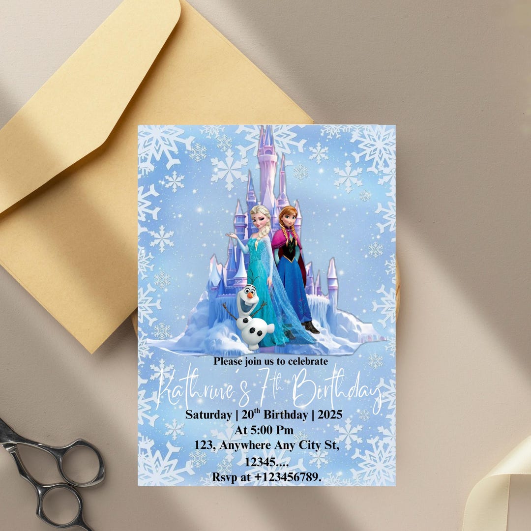 Frozen Theme Birthday Invitation, Girls Birthday Third Invite, Frozen ...