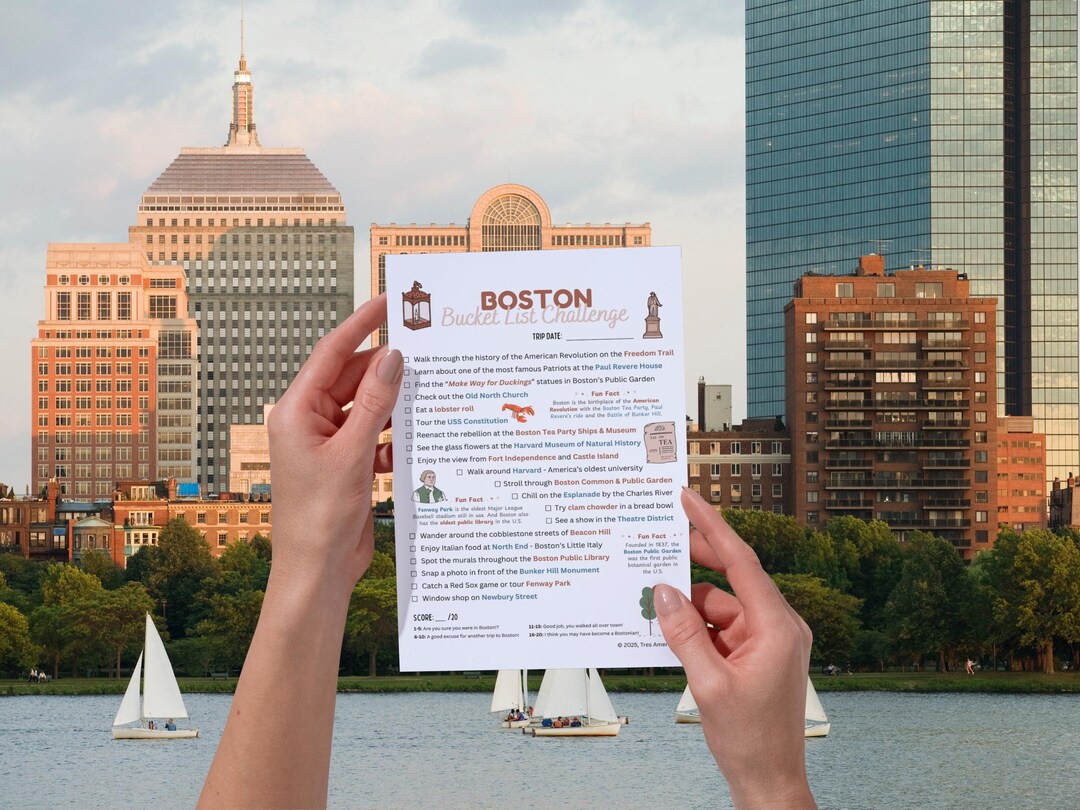Printable Boston Bucket List: City Travel Checklist & Map (digital ...