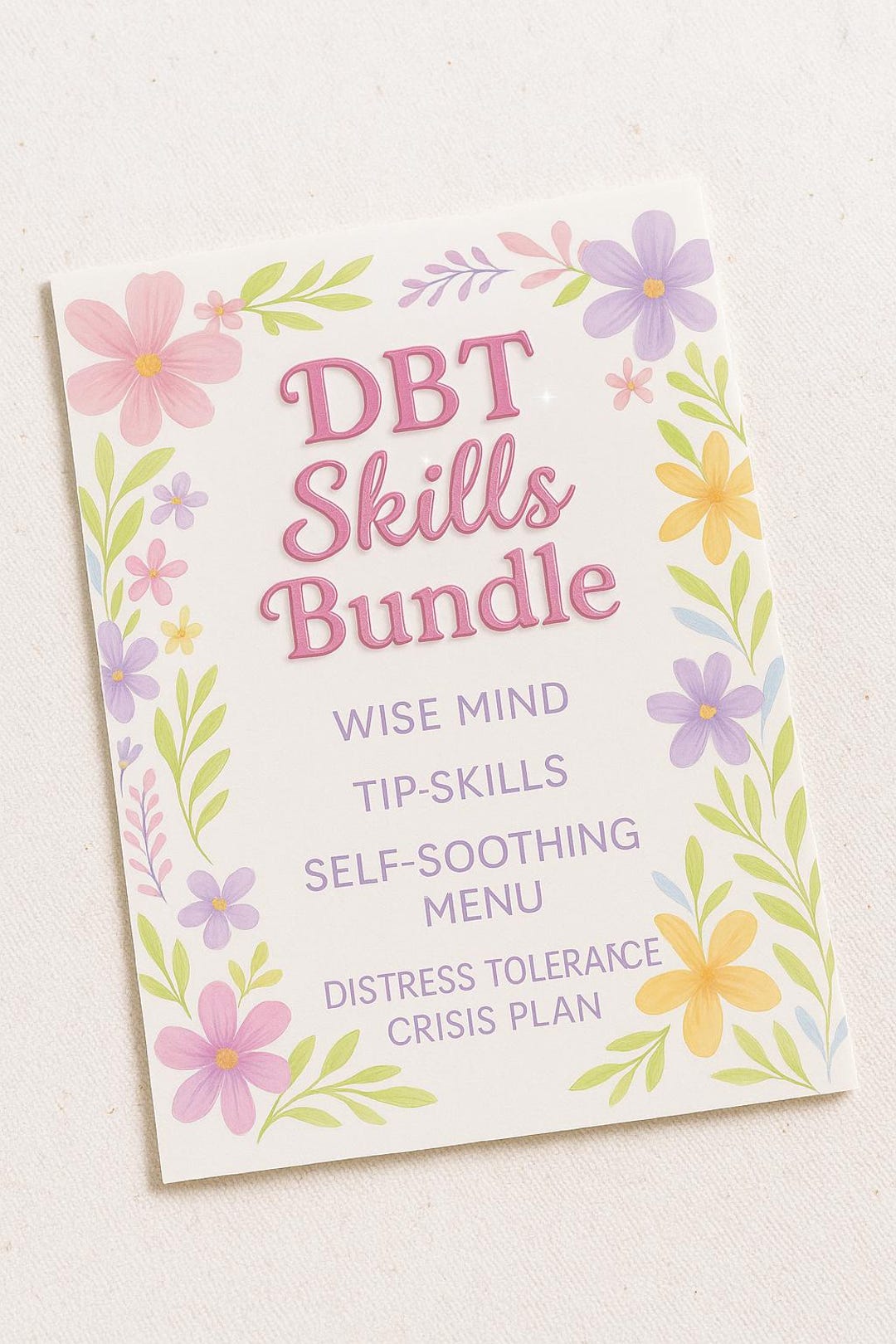 DBT Skills Printable Bundle | Wise Mind, STOP, TIPP, Self-soothing ...